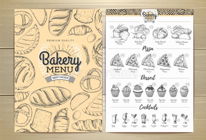 Vintage Bakery Menu Design. Restaurant Menu Stock Vector - Illustration ...