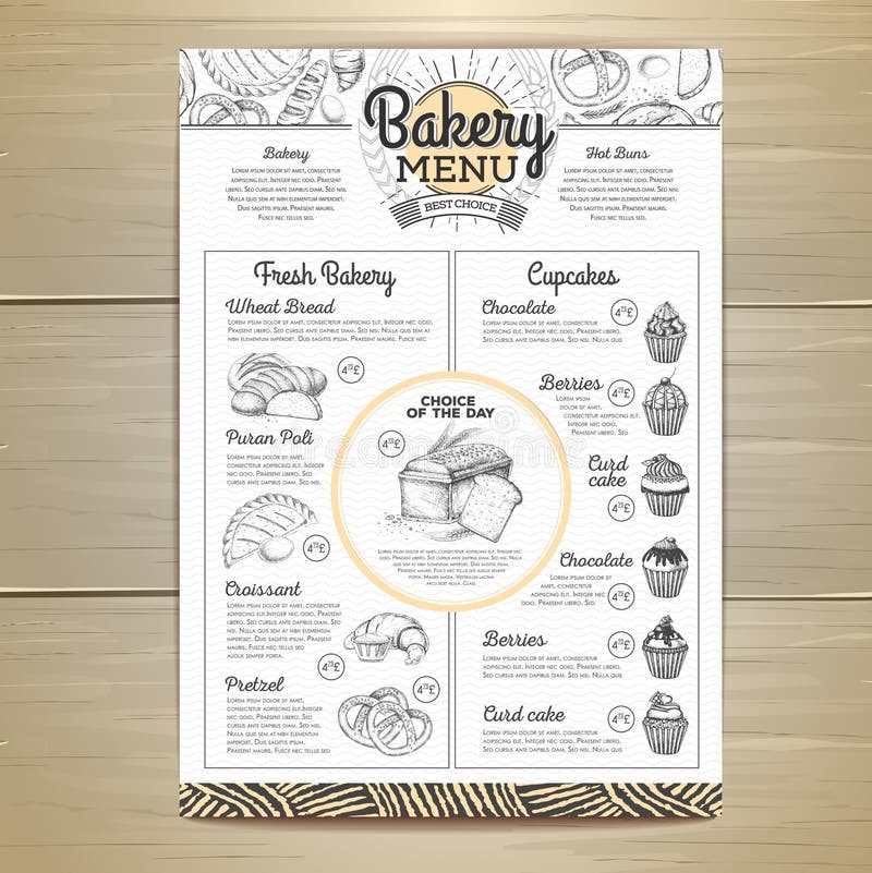 Vintage Bakery Menu Design. Restaurant Menu Stock Vector - Illustration ...