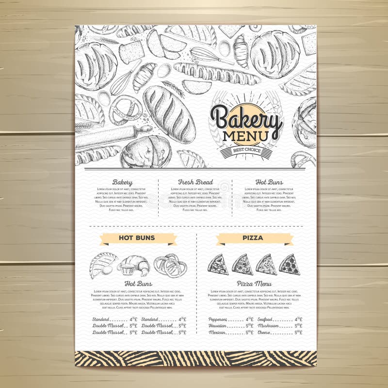 Vintage Bakery Menu Design. Restaurant Menu Stock Vector - Illustration ...