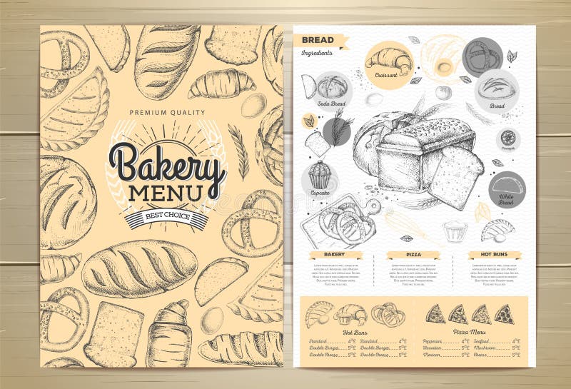 Vintage Bakery Menu Design. Restaurant Menu Stock Vector - Illustration ...