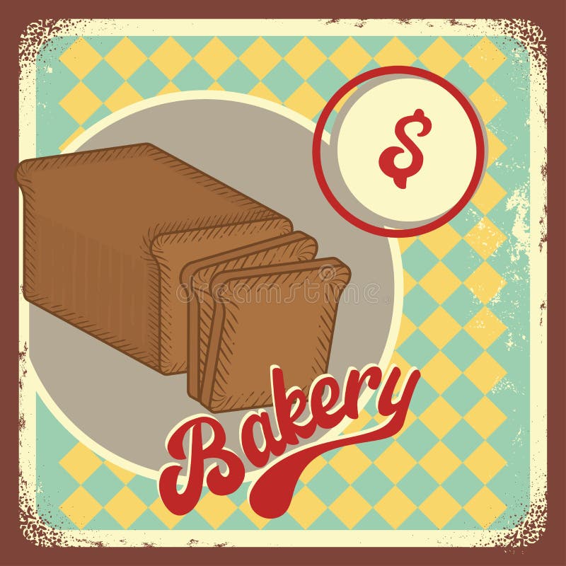 Vintage Bakery Shop Illustration Slice Bread Vector Stock Vector ...