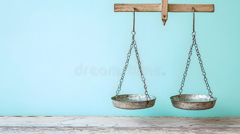 Vintage Balance Scale on a Light Blue Background Stock Photo - Image of ...