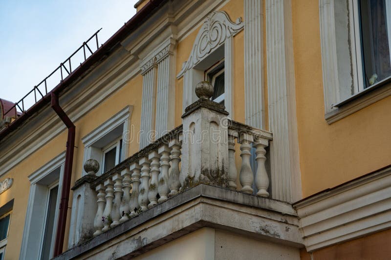 Vintage Balcony on the Second Floor of an Old House Stock Photo - Image ...
