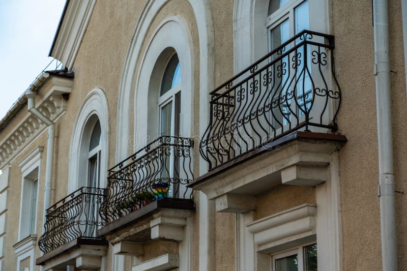 Vintage Balcony on the Second Floor of an Old House Stock Photo - Image ...