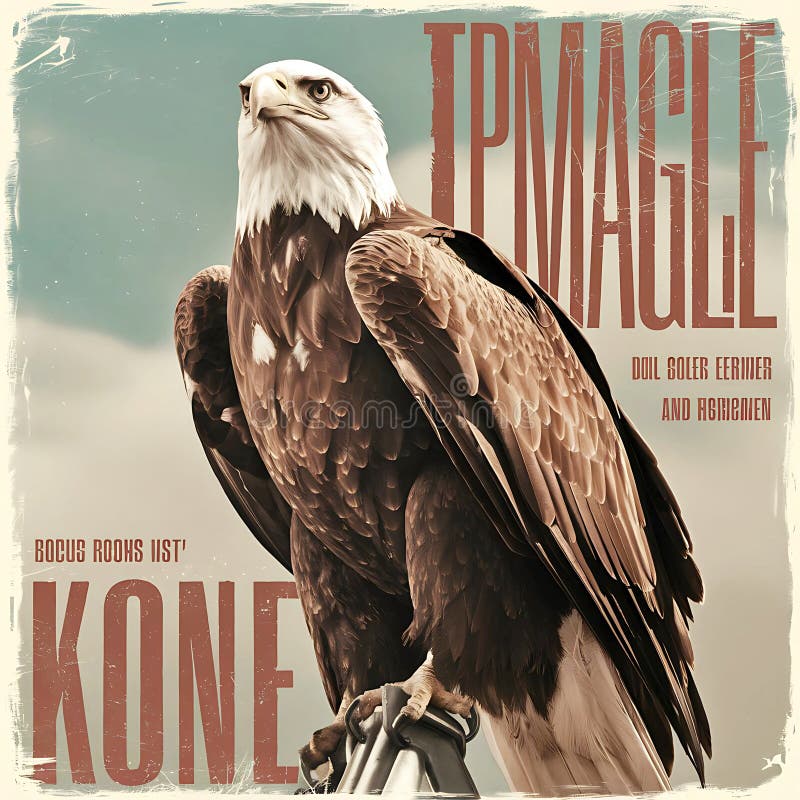 Vintage Bald Eagle Poster - Powerful and Iconic. Stock Illustration ...