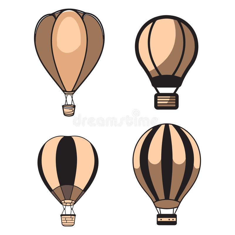 Vintage Balloon Logo in Flat Line Art Style Stock Vector - Illustration ...