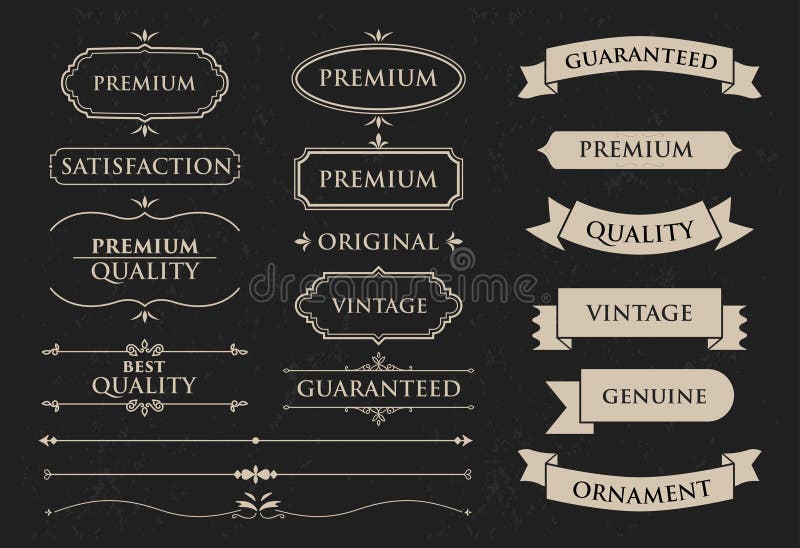 Vintage Banner and Design Element Collection Vector Illustration Stock ...