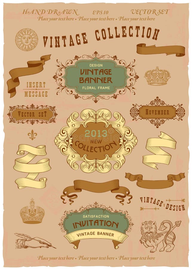 Vintage banners and labels stock vector. Illustration of border - 34572300