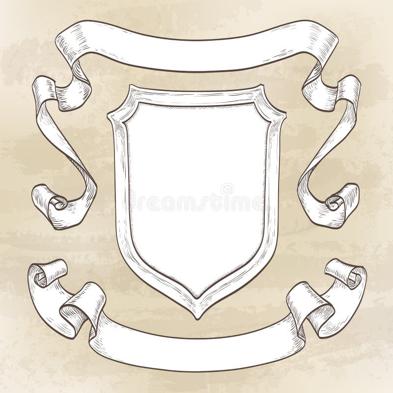 Vintage Banners. Ribbons and Shield Stock Vector - Illustration of ...