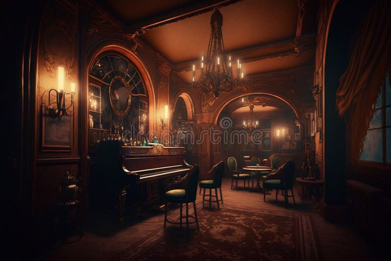 The Bar in Nighttime with AI Generated. Stock Illustration ...