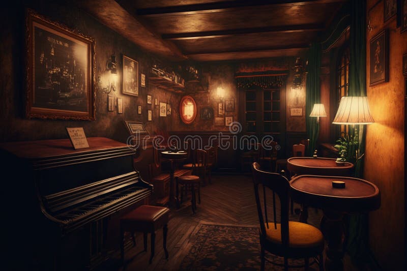 The Bar in Nighttime with AI Generated. Stock Illustration ...