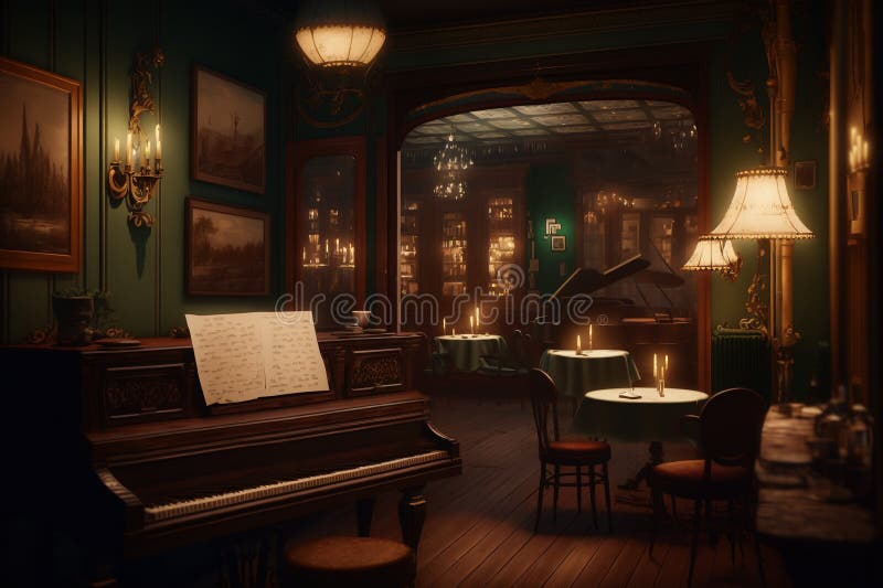 The Bar in Nighttime with AI Generated. Stock Illustration ...