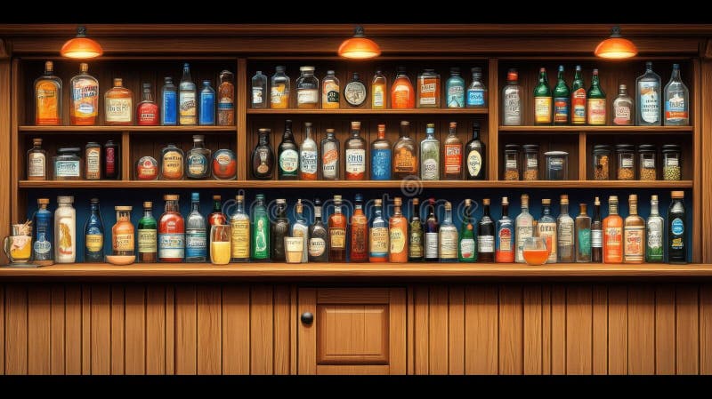 Vintage Bar: Liquor & Spirits Collection Stock Image - Image of drinks ...