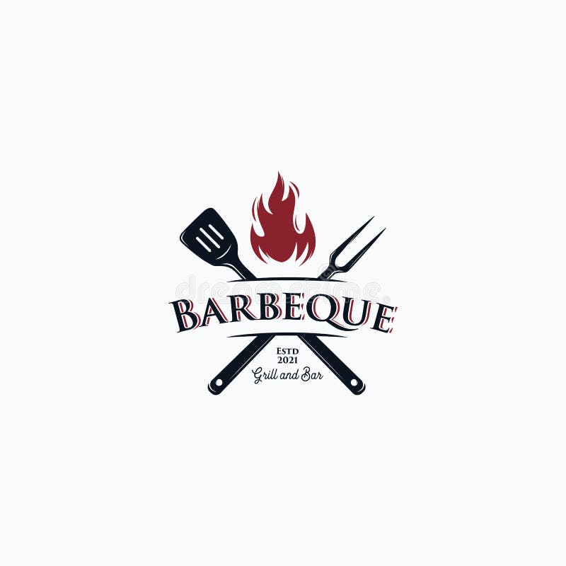 Vintage Barbecue Steak Grilled Logo with White Background Stock Vector ...