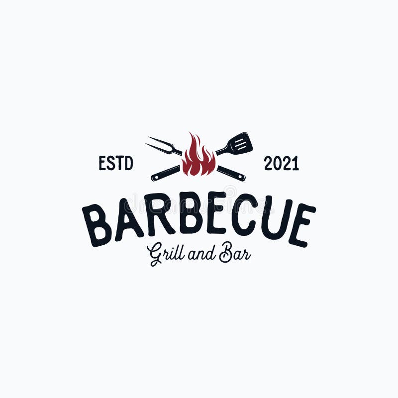 Vintage Barbecue Steak Grilled Logo with White Background Stock Vector ...