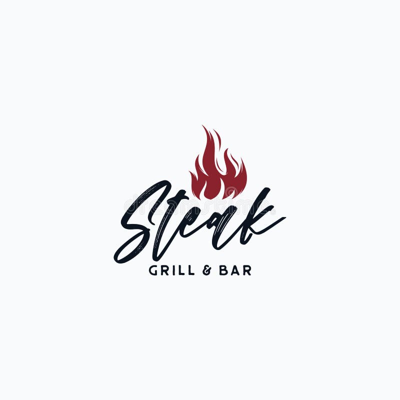 Vintage Barbecue Steak Grilled Logo with White Background Stock Vector ...