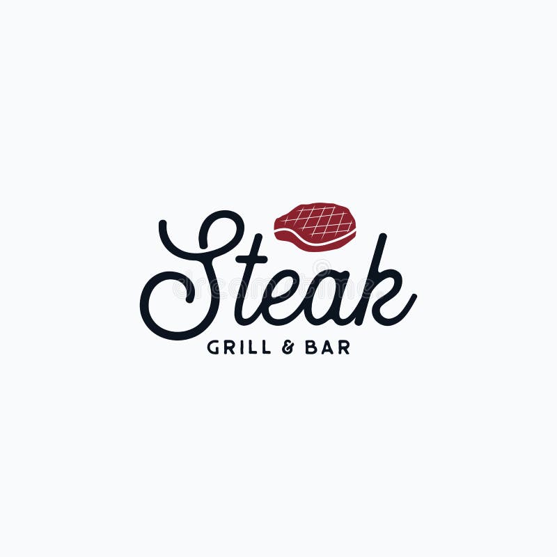 Vintage Barbecue Steak Grilled Logo with White Background Stock Vector ...