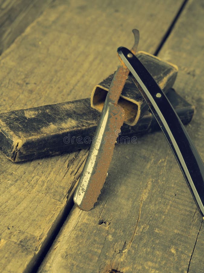 Vintage Barber Concept with Rusty Razor Stock Photo - Image of razor ...