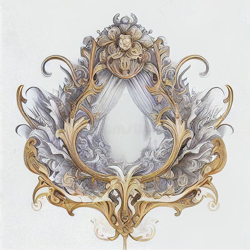 Generative AI: Vintage Baroque Victorian Frame Border Monogram Floral ...