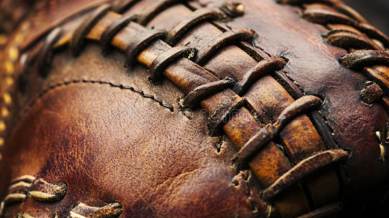 Vintage Baseball Glove Close-Up Highlighting Details and Texture Stock ...