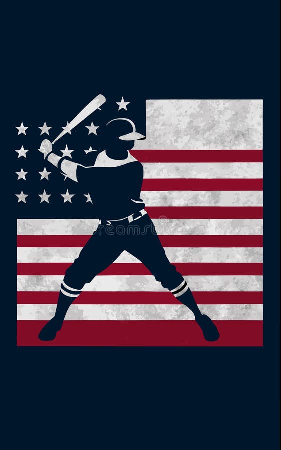 Vintage Baseball Player on the Background of the American Flag Stock ...