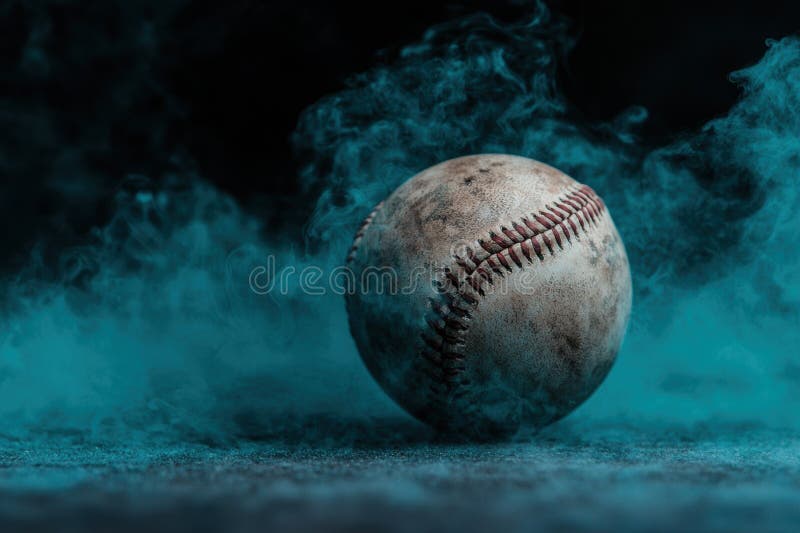 Vintage Baseball with Smoke Effect Stock Illustration - Illustration of ...