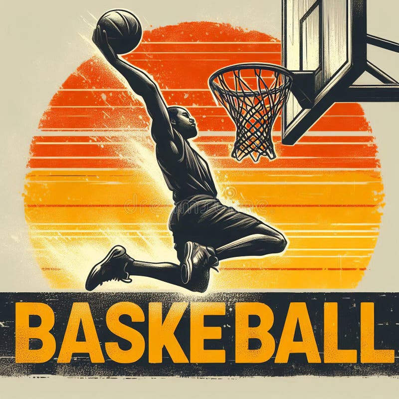 Vintage Basketball Poster: Slam Dunk Action Image is Generated Using AI ...