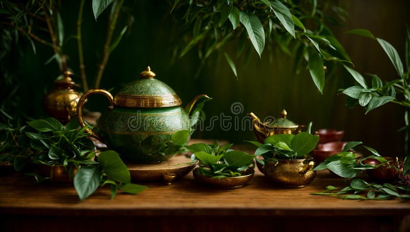 Vintage Beautiful Teaware, Teatime Tea Leaves Tradition Stock ...