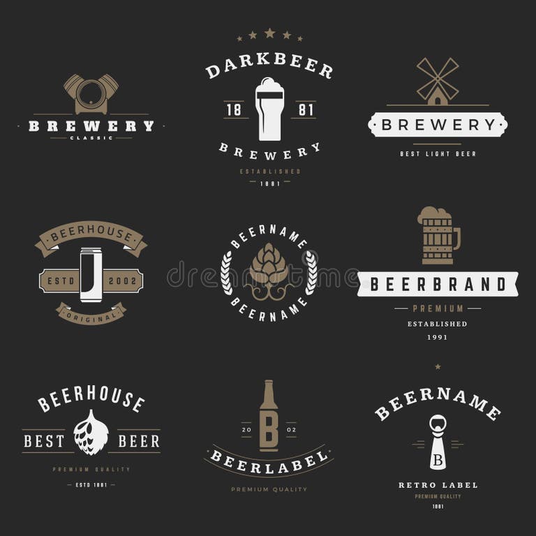 Vintage Beer Brewery Logos, Emblems, Labels Stock Vector - Illustration ...