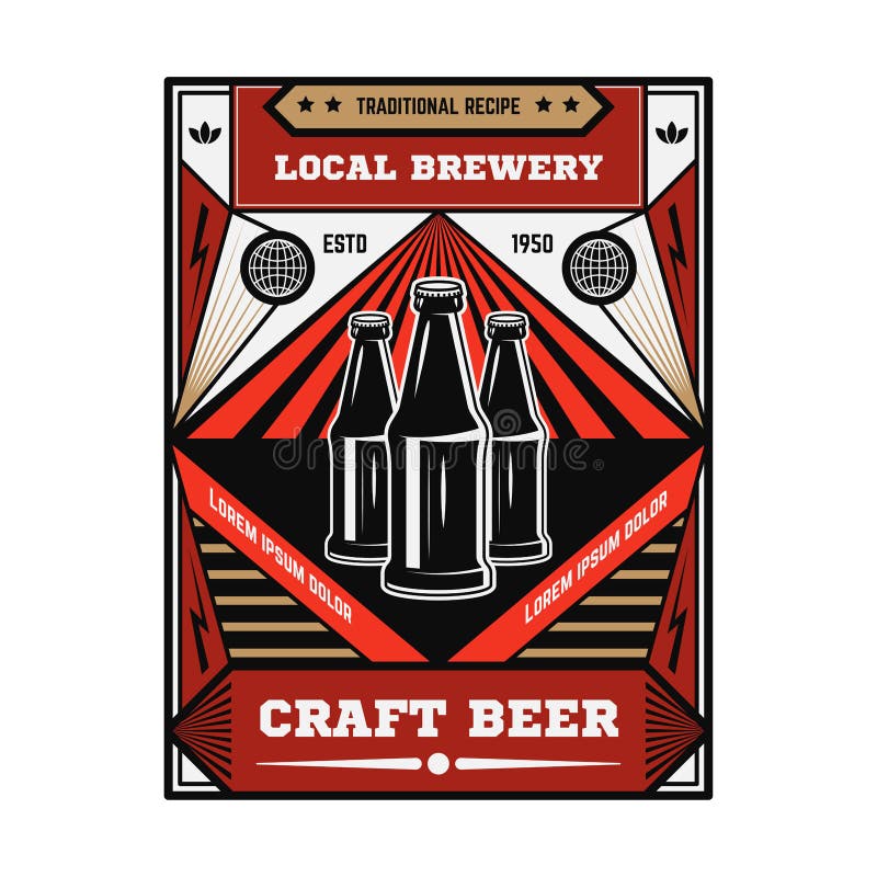 VINTAGE BEER EMBLEM with COLOR Stock Vector - Illustration of poster ...