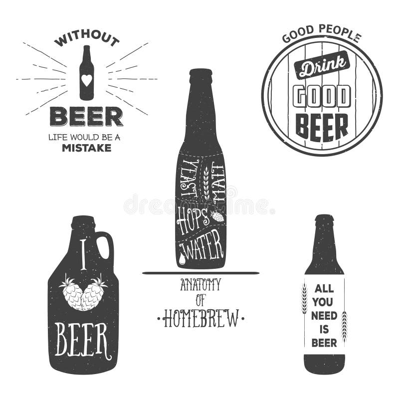 Vintage Beer Emblems, Labels and Design Elements. Typography ...