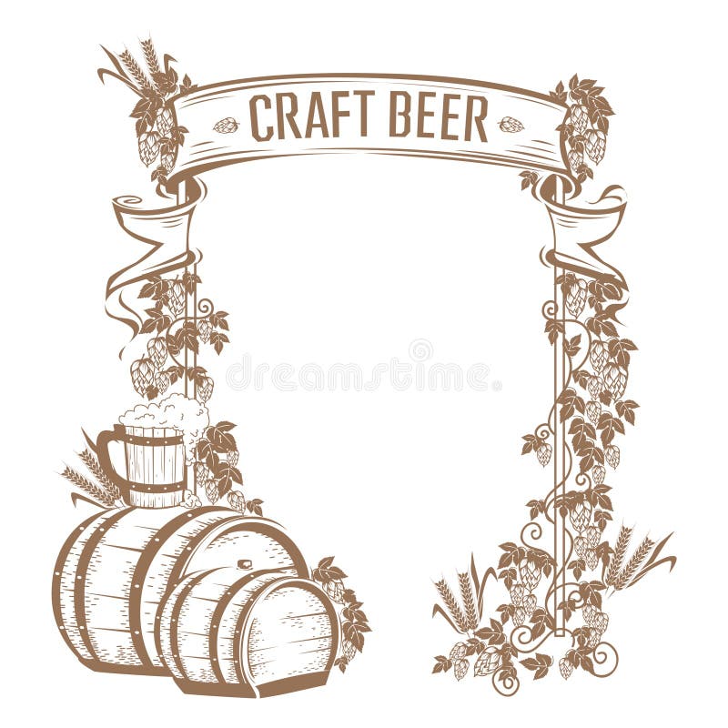 Beer Frame with Vintage Elements Stock Vector - Illustration of ribbon ...