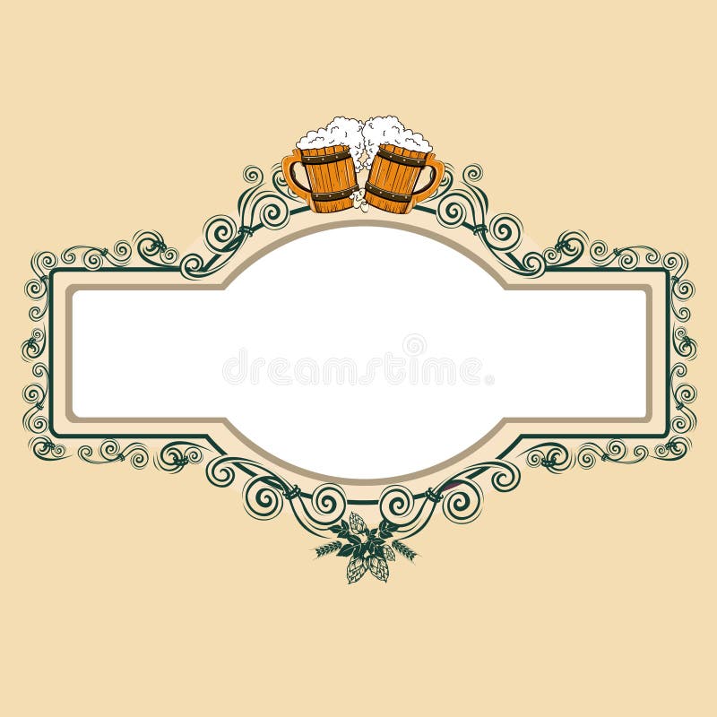 Beer Frame with Vintage Elements Stock Vector - Illustration of ribbon ...