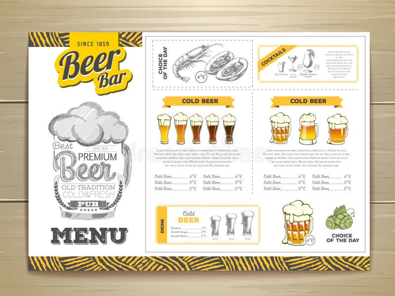 Vintage beer menu design. stock vector. Illustration of black - 72654799