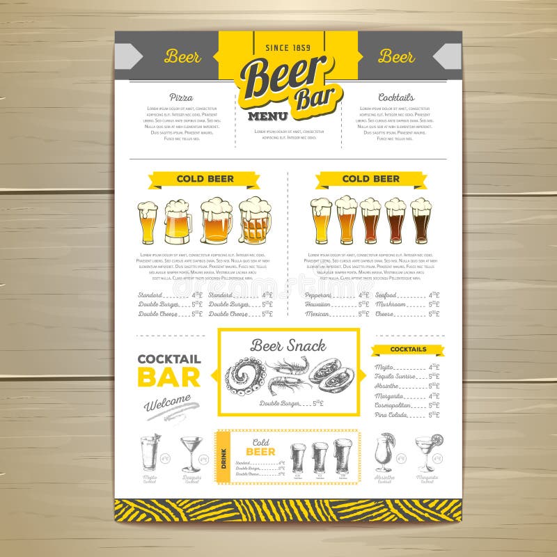 Vintage beer menu design. stock vector. Illustration of ribbon - 72654835