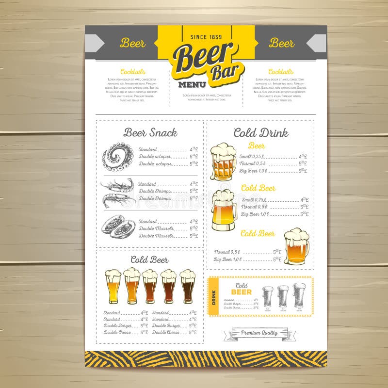 Vintage beer menu design. stock vector. Illustration of shrimps - 72655714