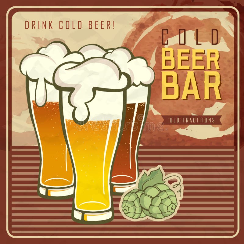 Vintage retro beer poster stock vector. Illustration of cheers - 39357211
