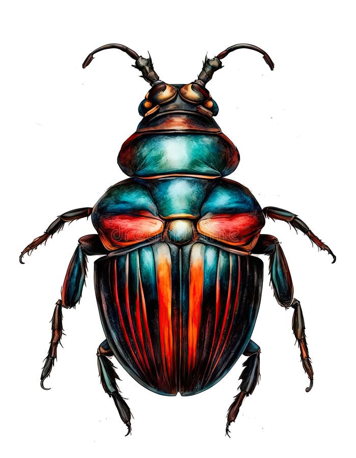 Vintage Beetle in the Style of an Ancient Biological Illustration Stock ...