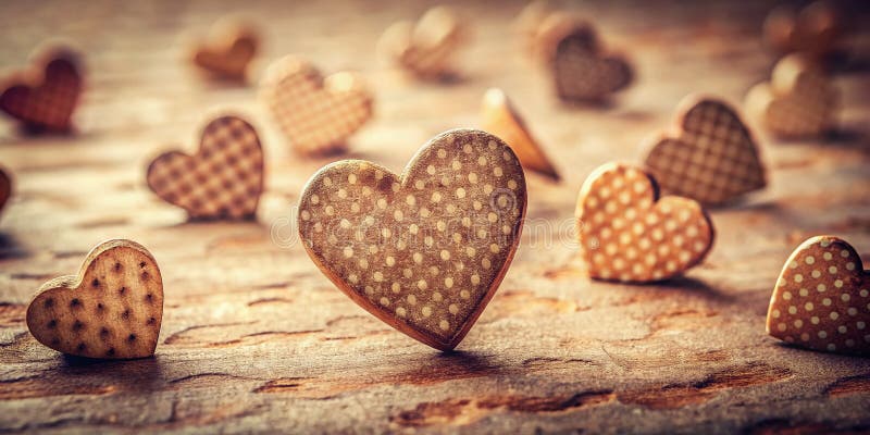 Vintage Beige Background with a Rustic Brown Heart Pattern a Tilted ...