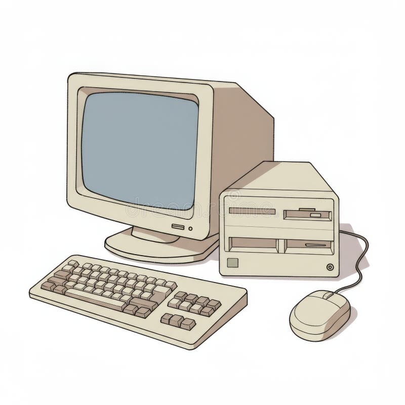 Vintage Beige Computer Set Pixel Art Illustration Stock Illustration ...