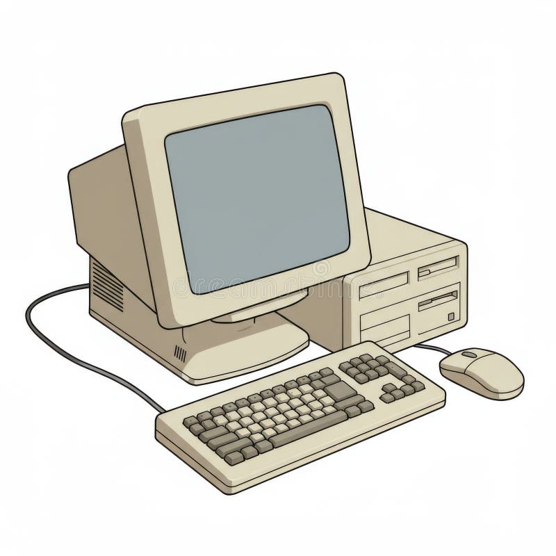 Vintage Beige Desktop Computer Pixel Art Illustration Stock ...