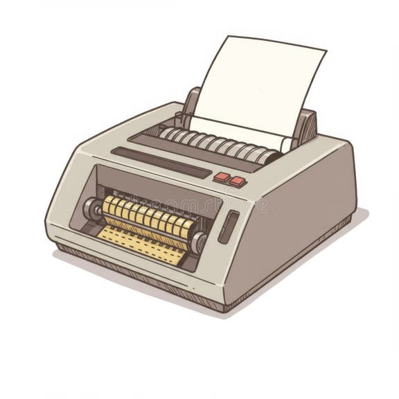 Vintage Beige Office Printer Illustration Stock Illustration ...