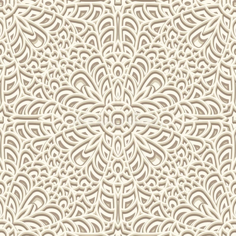 Vintage Beige Seamless Pattern Stock Vector - Illustration of engraved ...