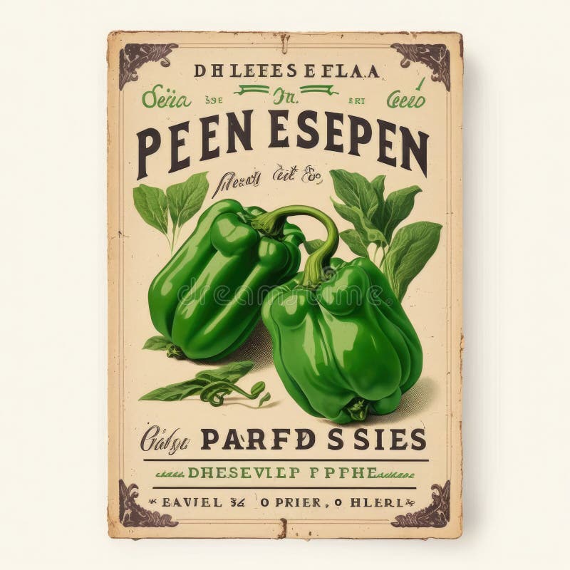 Vintage Bell Pepper Seed Packet Stock Illustration - Illustration of ...