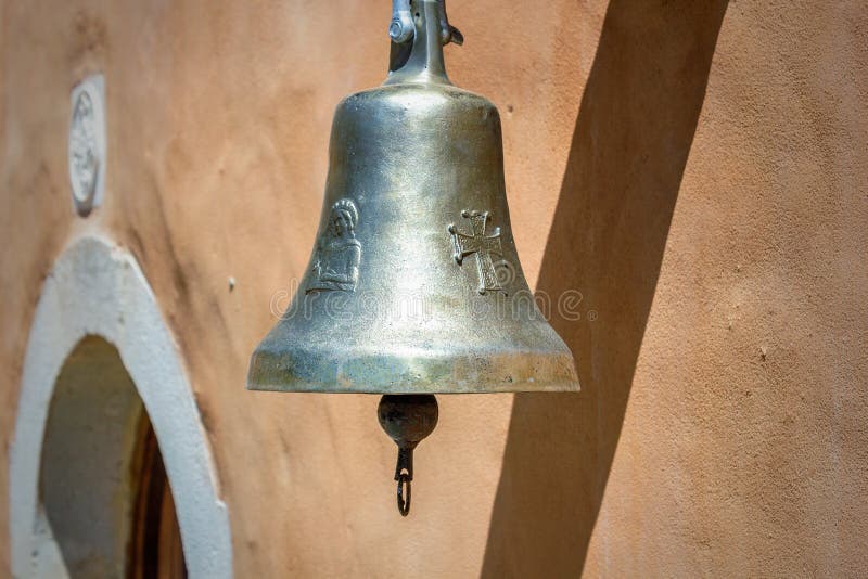Vintage Bell on the wall editorial stock photo. Image of industry ...