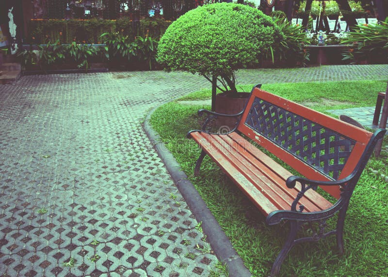 Vintage bench in garden stock photo. Image of scene, nature - 80132696