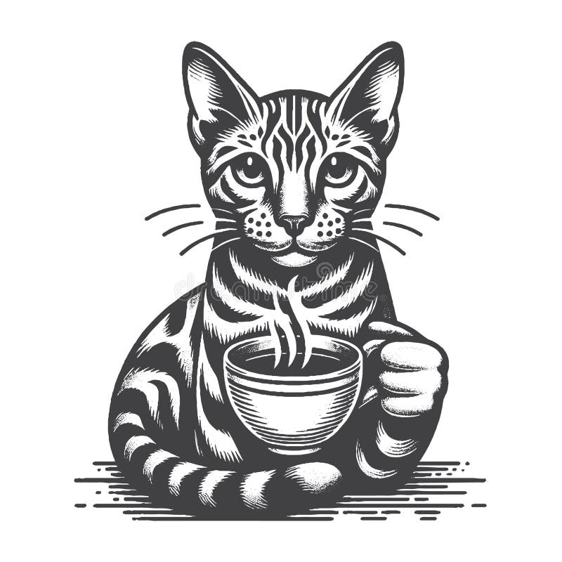 Bengal Cat Holding Coffee Cup Stock Illustrations – 5 Bengal Cat ...