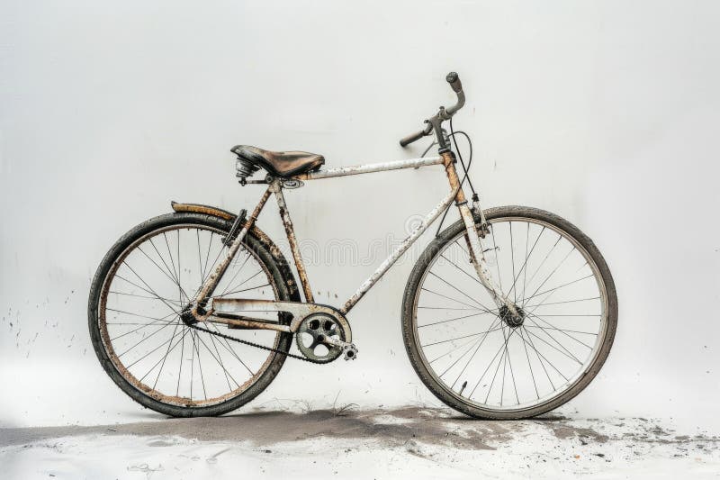 A Vintage Bicycle Leans Against a Clean White Wall, Ready for Its Next ...
