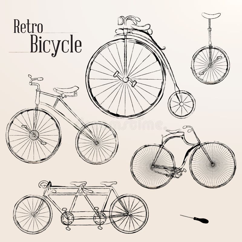 Vintage Bike Drawing Stock Illustrations – 9,523 Vintage Bike Drawing ...