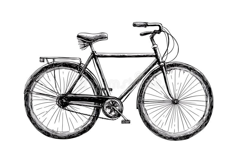 Vintage Bicycle Sketch stock illustration. Illustration of pedal ...